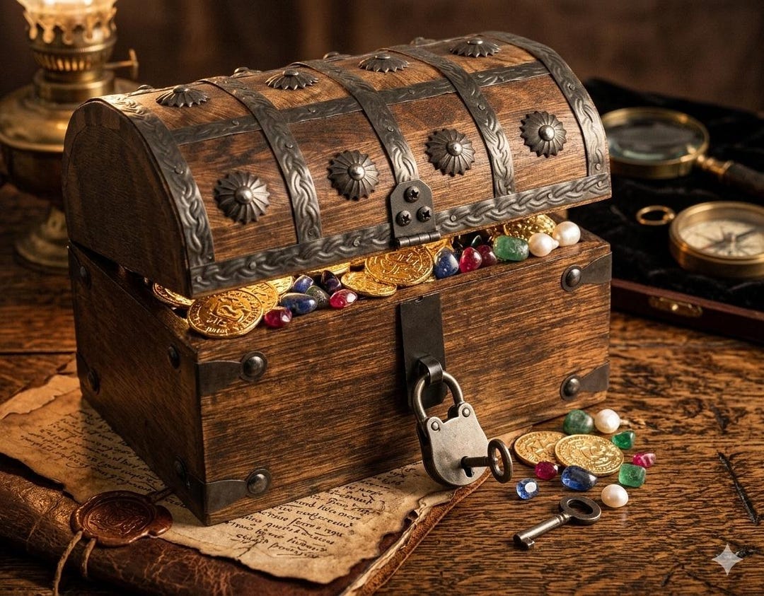 Treasure Chest With Lock & Key Handmade Mango Wood – Pirate Storage Box ...