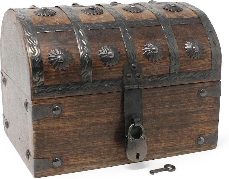 Treasure Chest With Lock & Key Handmade Mango Wood – Pirate Storage Box ...