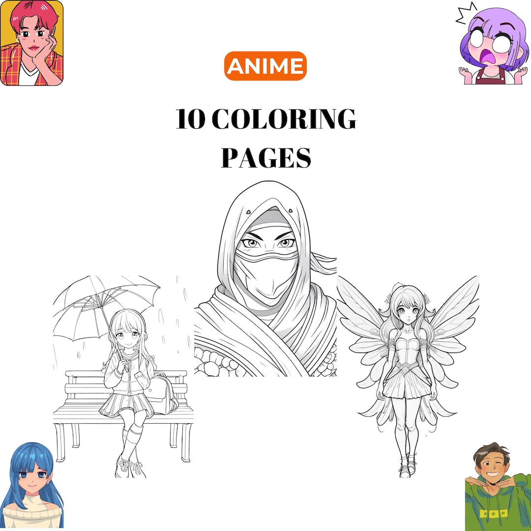 Anime Coloring Pages for Kids, Coloring Pages for Adults, Kids Coloring ...