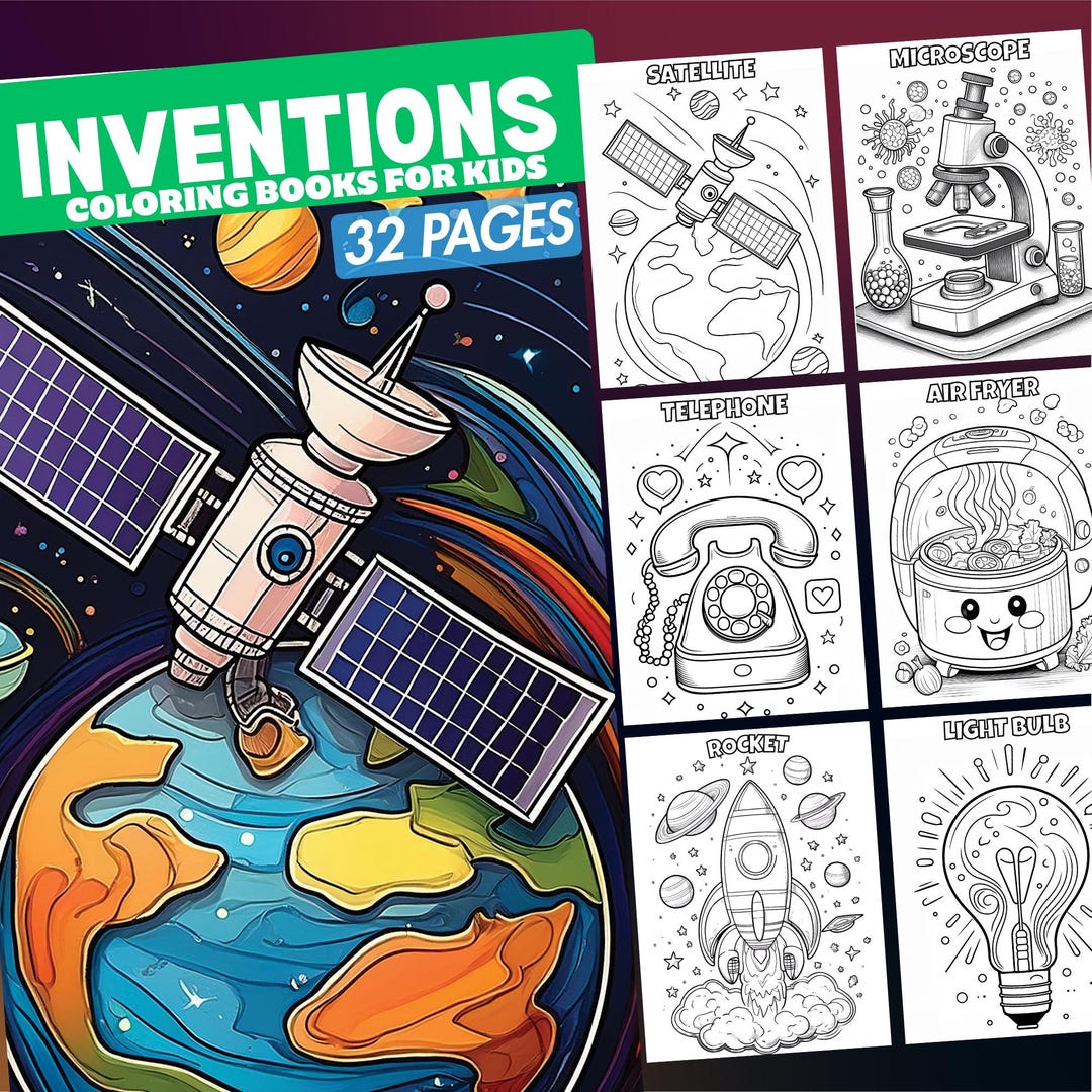32 Famous Inventions Coloring Pages, Educational Coloring, Halloween ...