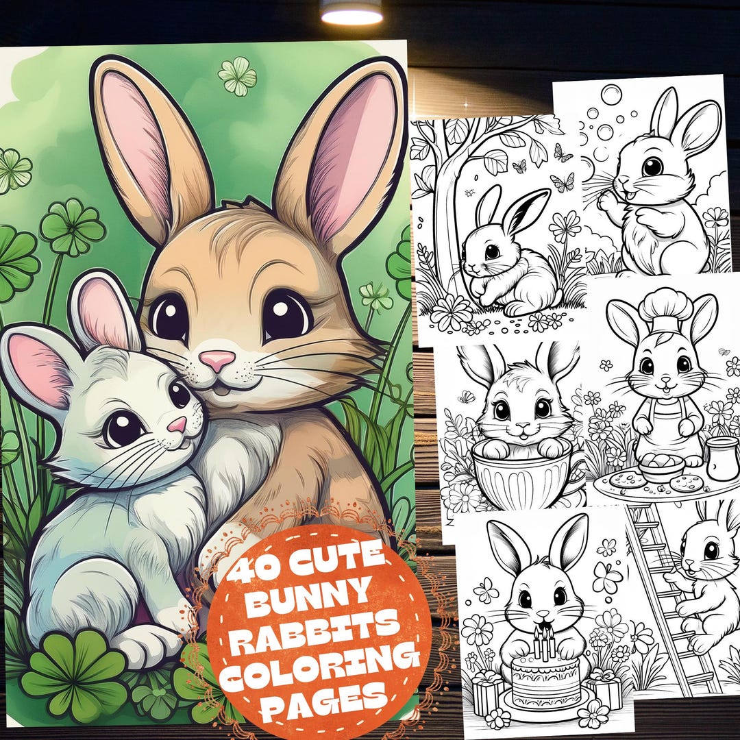 40 Easter Cute Bunny Coloring Pages for Kids and Adults, Easter ...