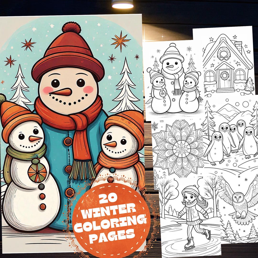 Winter Coloring Pages for Kids, Coloring Pages for Adults, Printable ...
