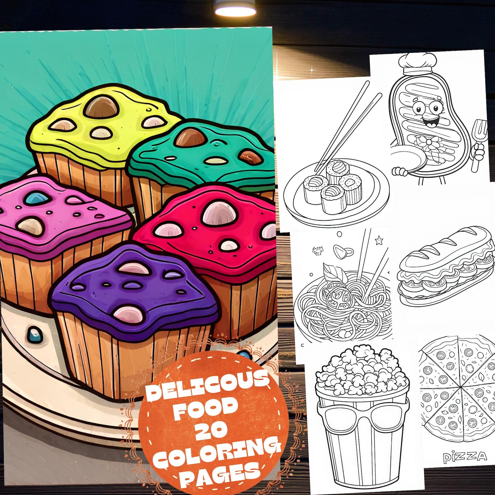 Foods Coloring Pages for Kids, Coloring Pages for Adults, Printable ...