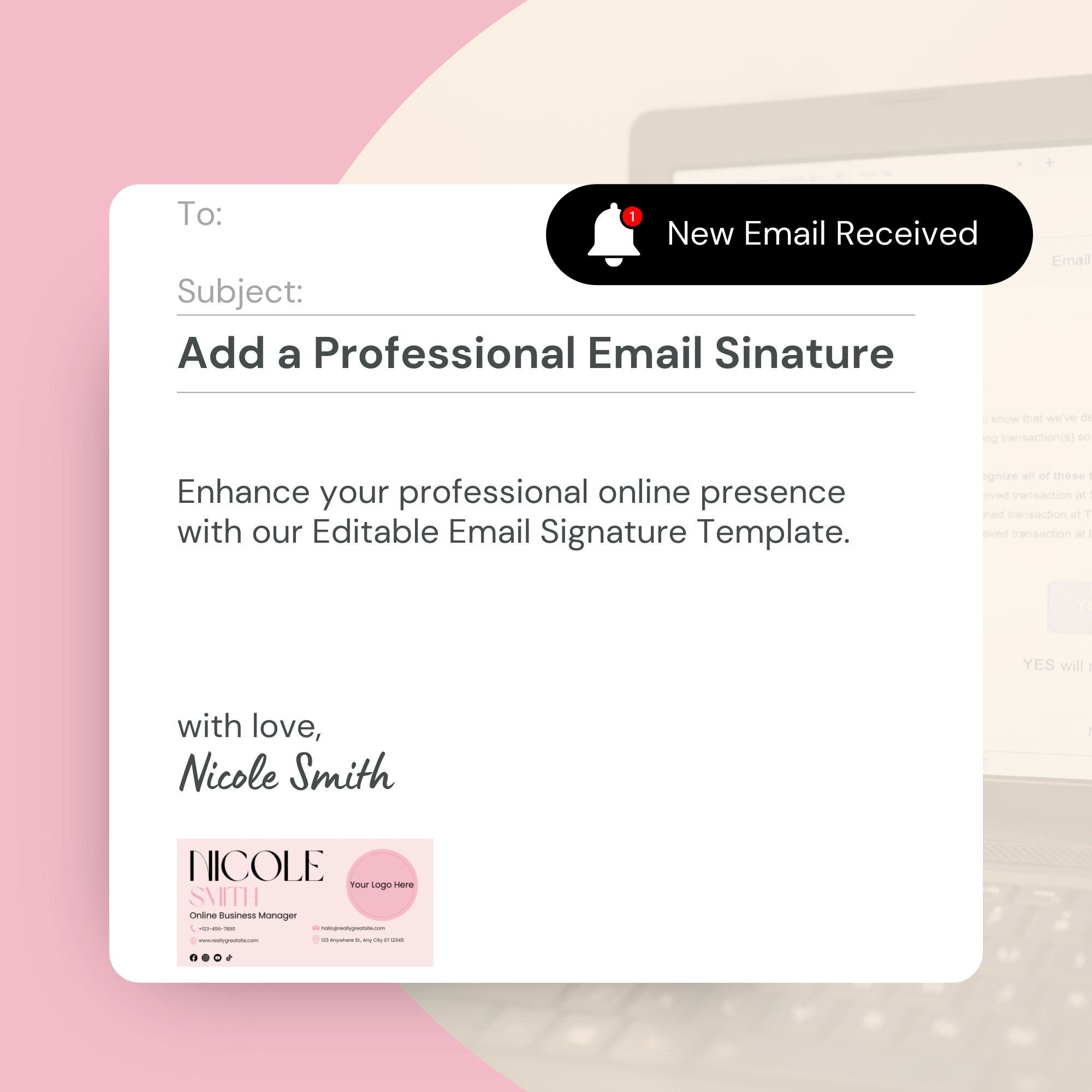 Pink, Aesthetic Email Signature Template for Realtor, Lash Tech ...