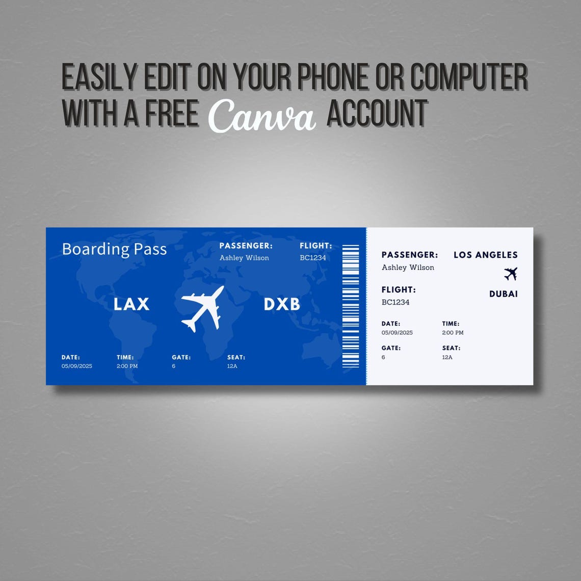 Editable Boarding Pass Template, Destination Wedding Save the Date (PDF ...