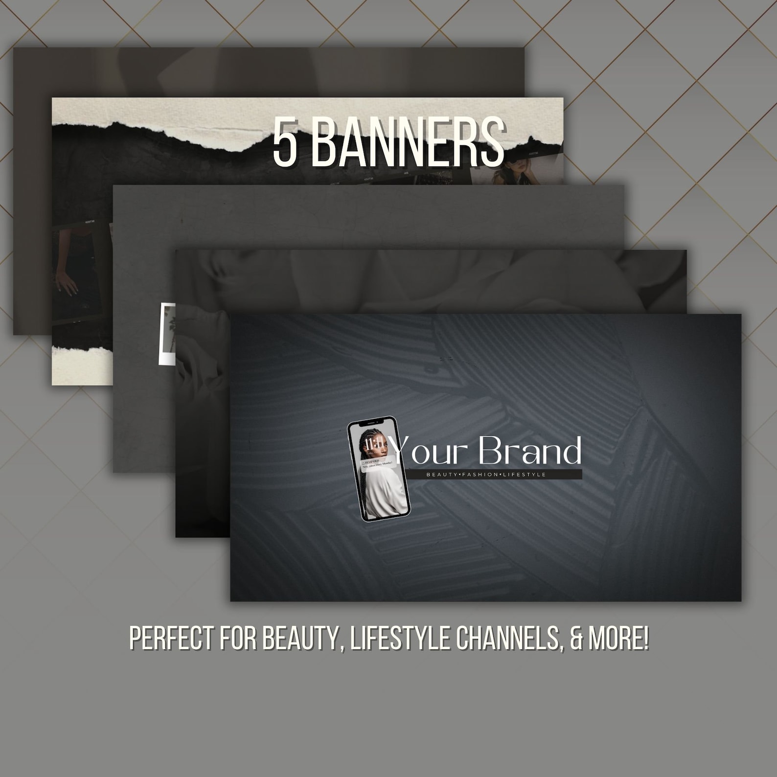 Modern Aesthetic Youtube Banner Template for Beauty Guru, Dark Banner ...