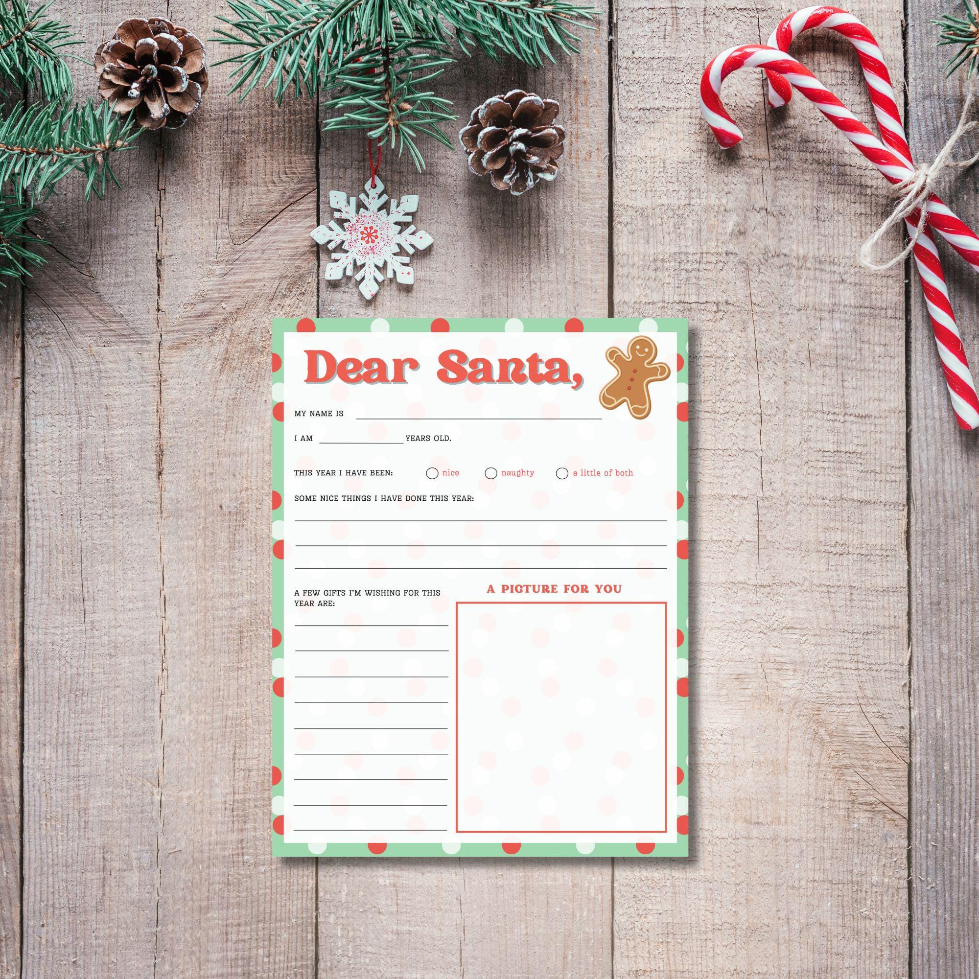 Printable Christmas Wish List for Kids, Letter to Santa Christmas ...