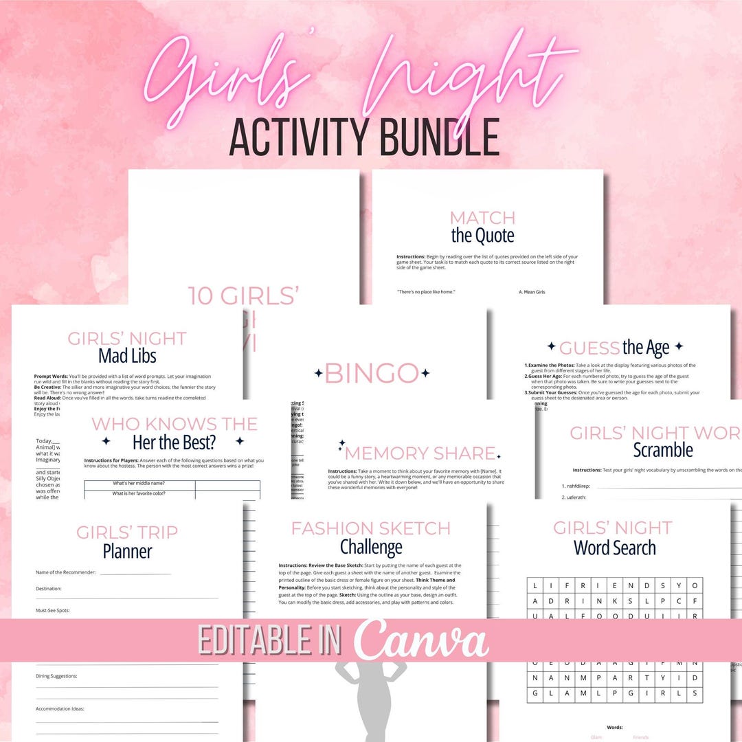 Girls Night Games Bundle, Ladies Night Out Activities (digital Download ...