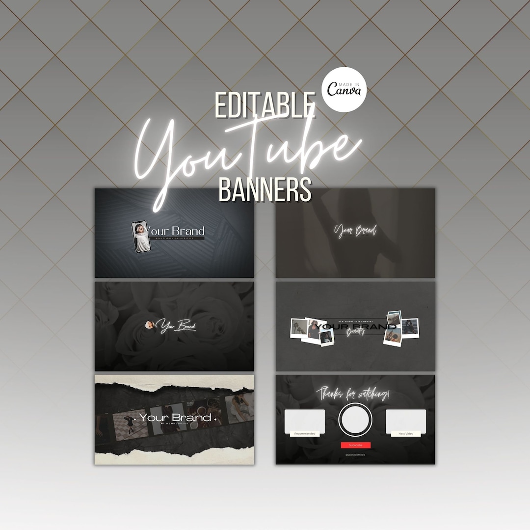 Modern Aesthetic Youtube Banner Template for Beauty Guru, Dark Banner ...