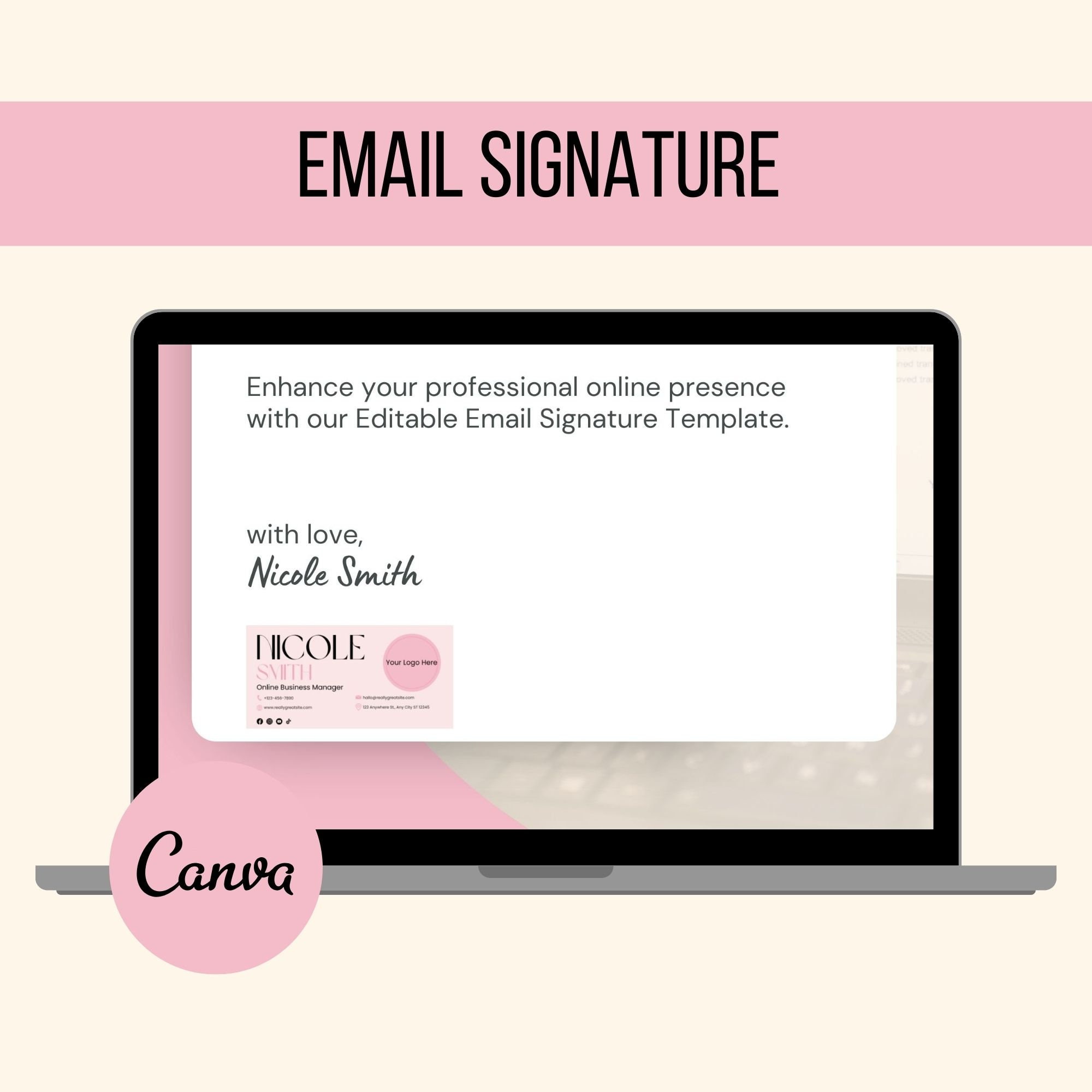 Pink, Aesthetic Email Signature Template for Realtor, Lash Tech ...