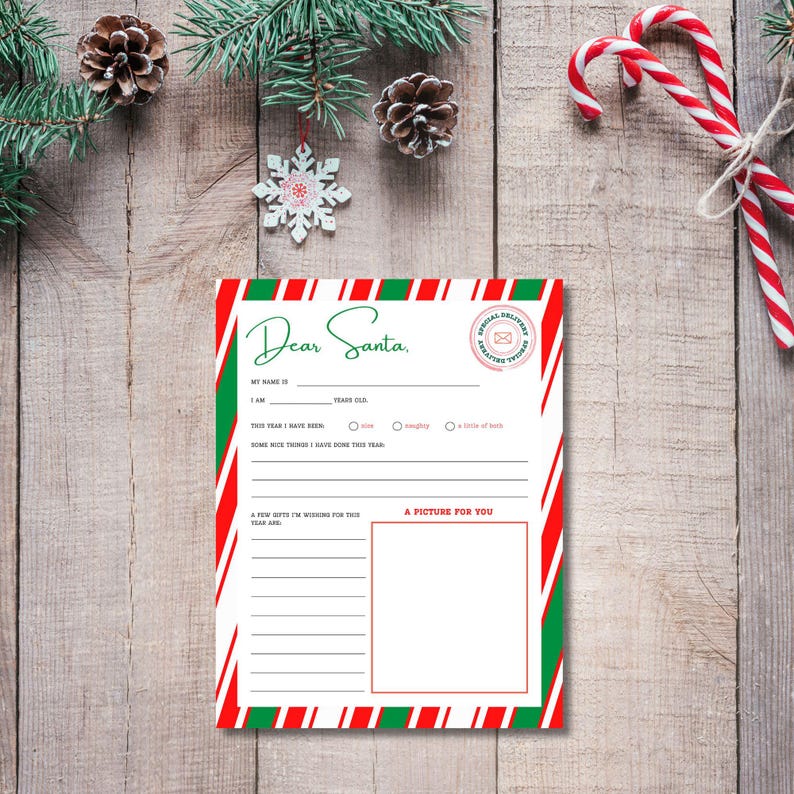Letter to Santa Christmas Printable, Christmas Wish List for Kids - Etsy