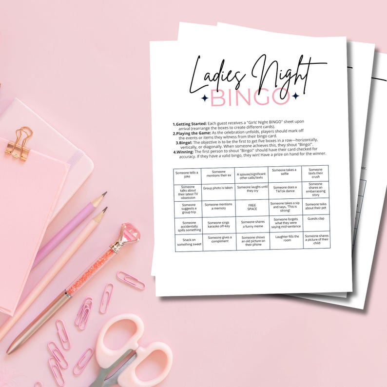 Girls' Night Printable Bingo Card, Ladies' Night Out Activities - Etsy