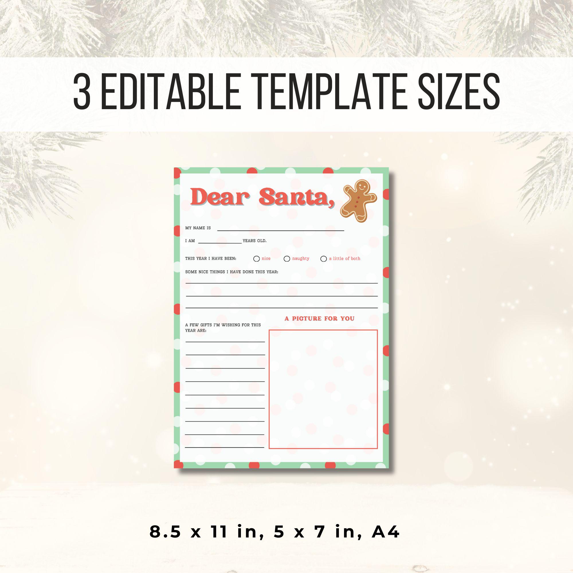 Printable Christmas Wish List for Kids, Letter to Santa Christmas ...