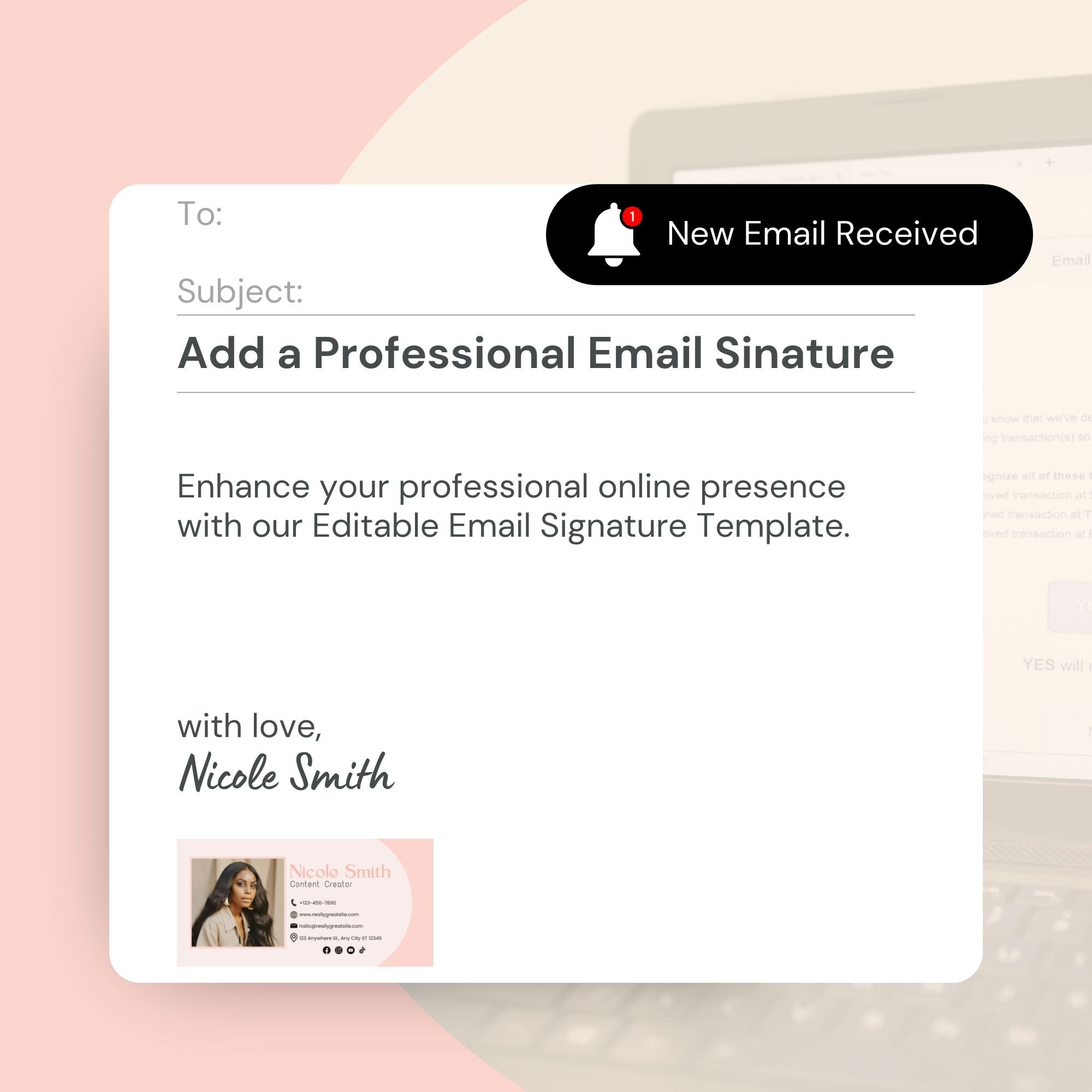 Pink, Aesthetic Email Signature Template for Realtor, Lash Tech ...