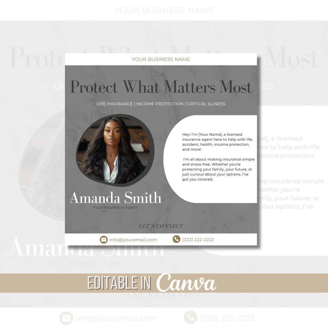 Editable Life Insurance Agent Flyer, Marketing Canva Template (digital ...