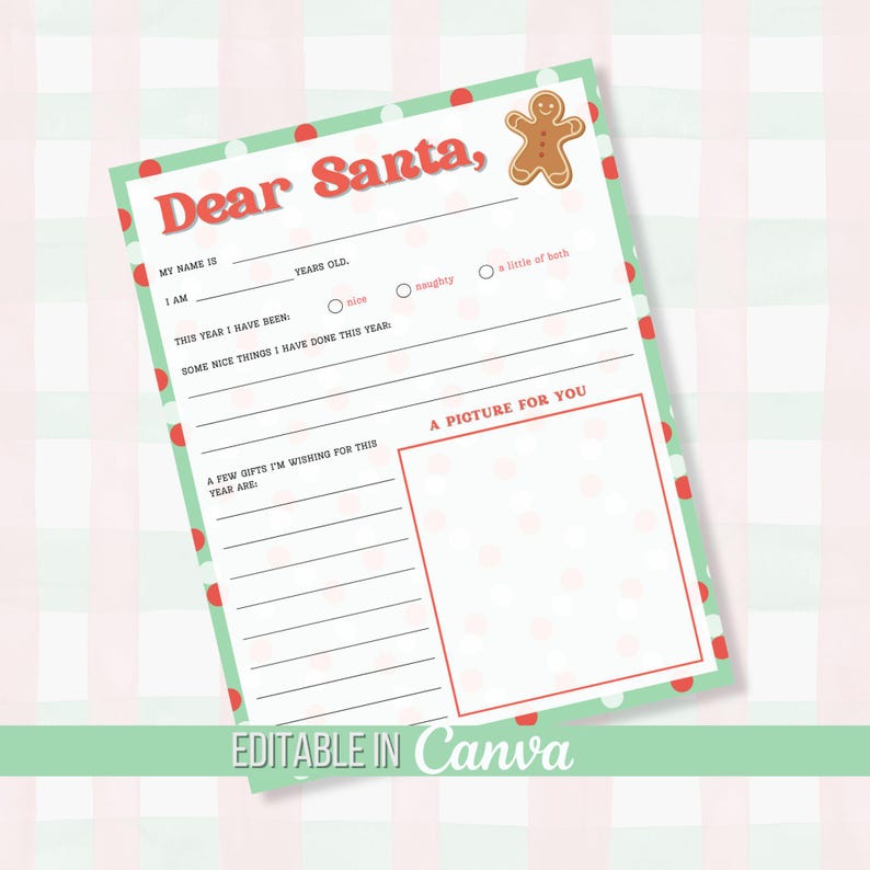Printable Christmas Wish List for Kids, Letter to Santa Christmas ...