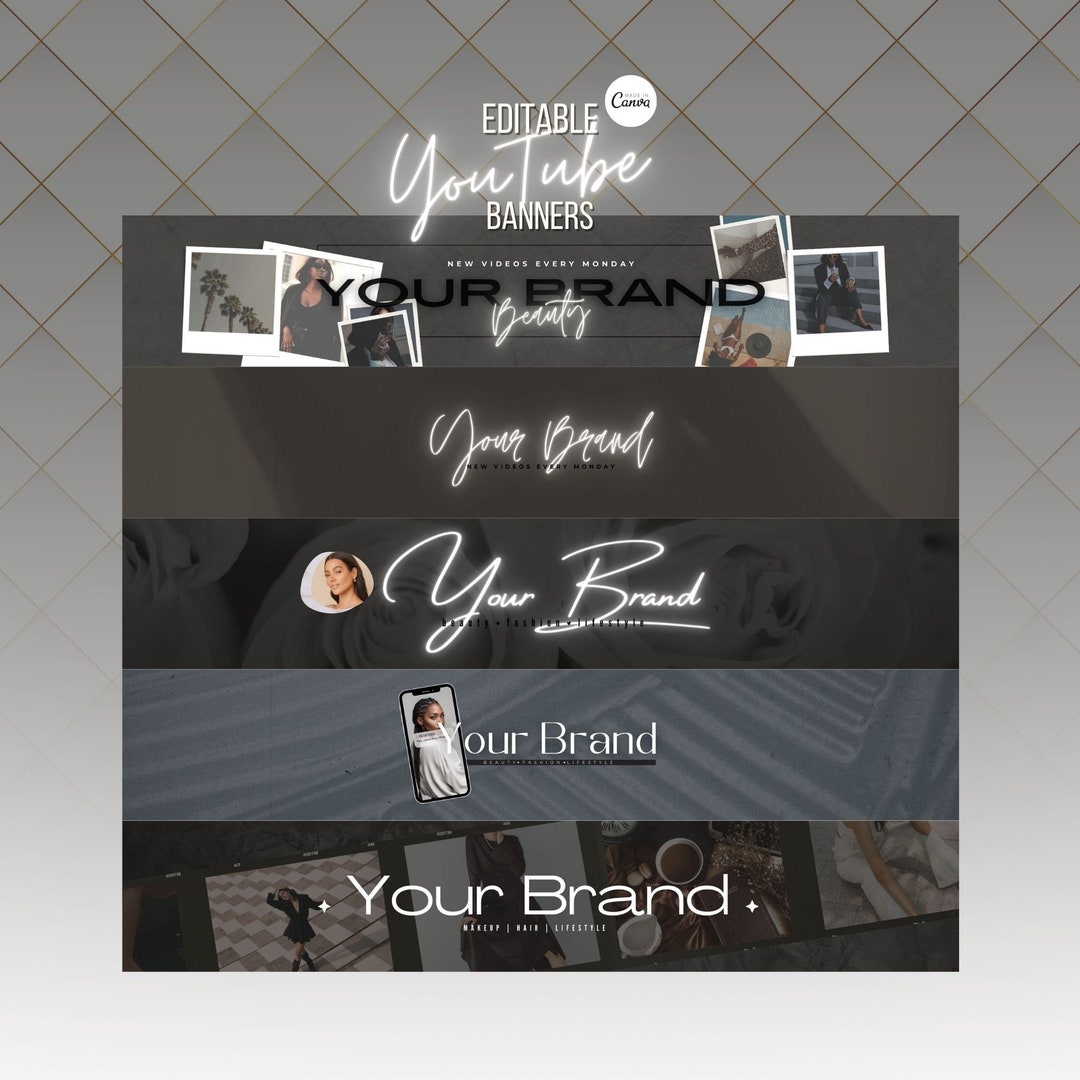 Modern Aesthetic Youtube Banner Template for Beauty Guru, Dark Banner ...