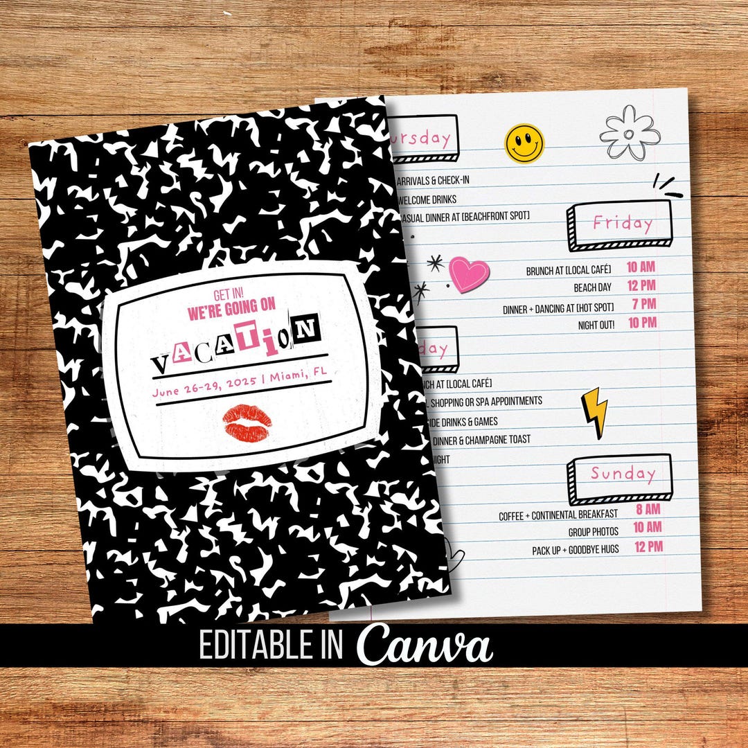 Mean Girls Burn Book Invitation Editable Canva Template, Girls' Trip ...