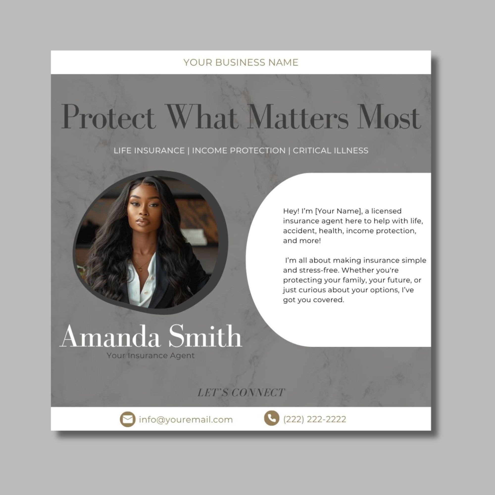 Editable Life Insurance Agent Flyer, Marketing Canva Template (digital ...