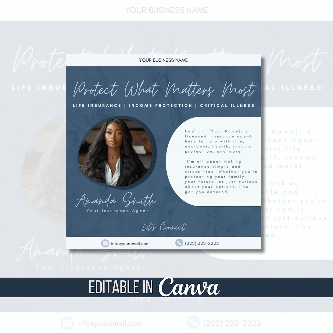 Editable Insurance Agent Flyer Template, Canva Marketing (digital) - Etsy