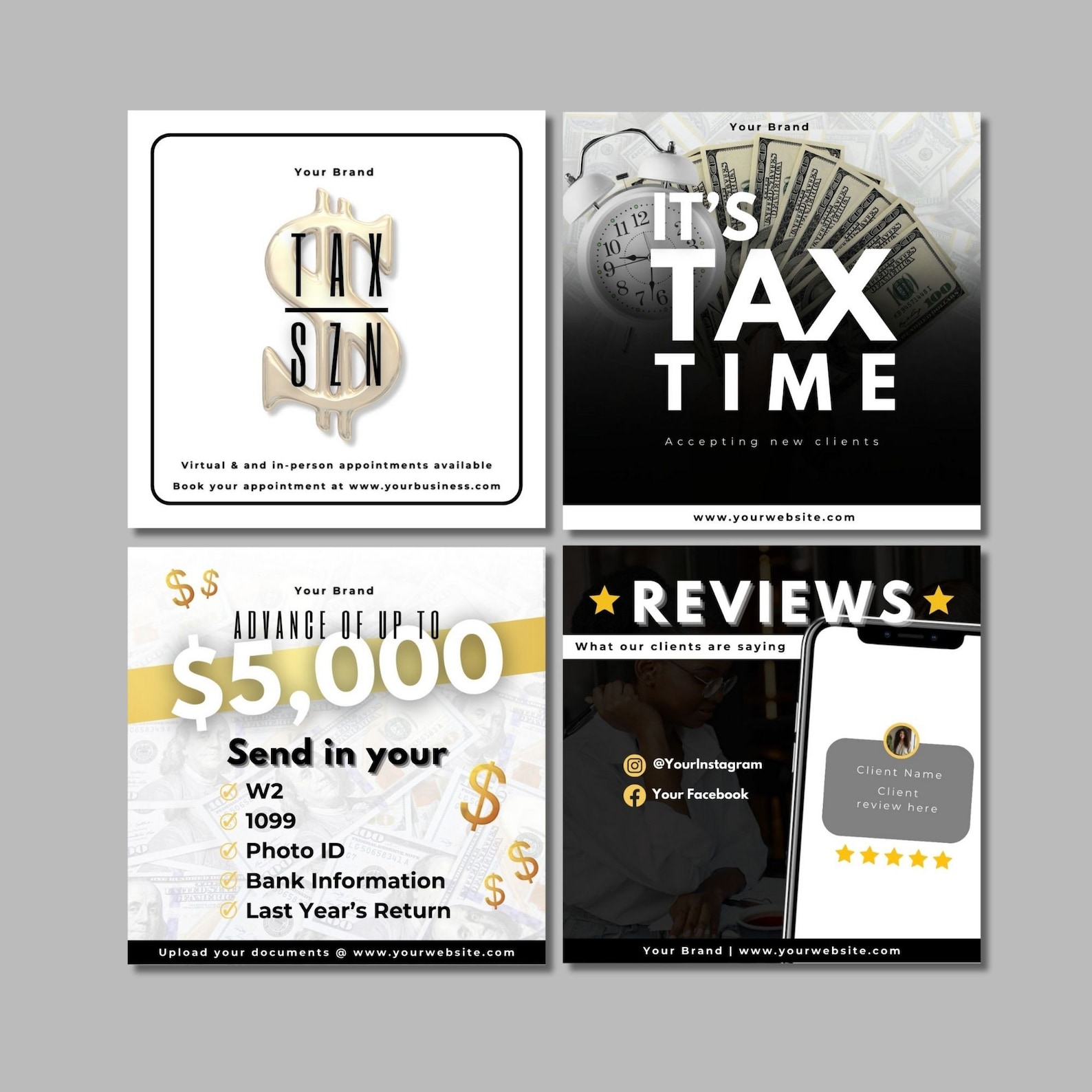 Tax Prep Flyers Bundle, Tax Instagram, Tax Flyer Canva Template, Tax ...