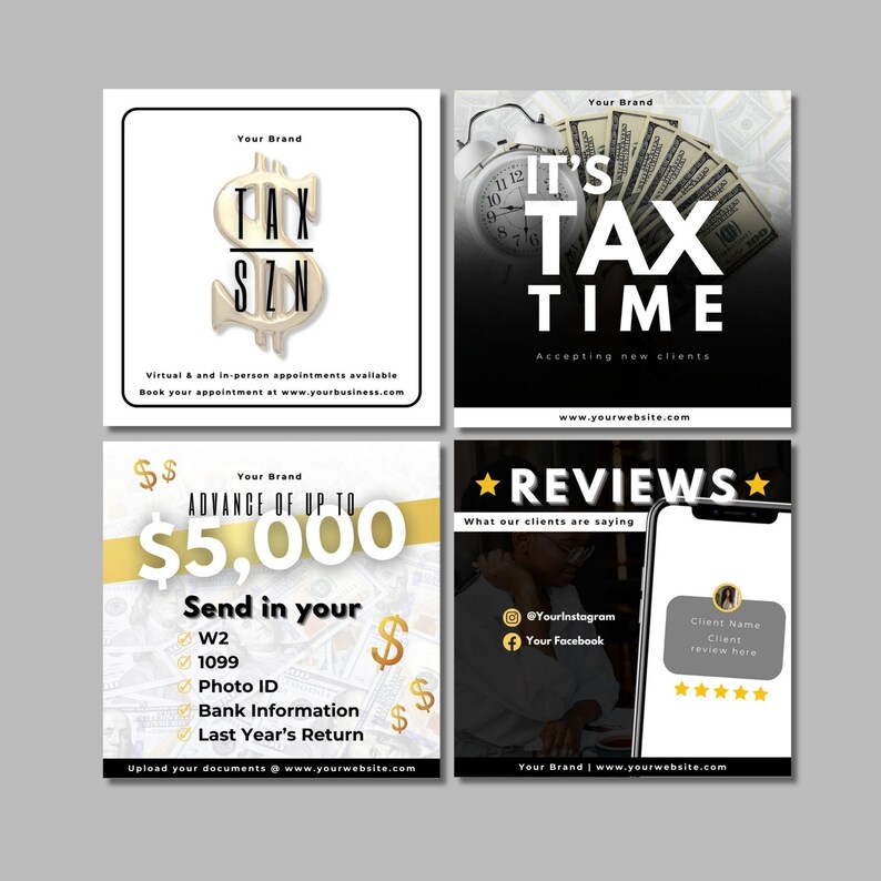 Tax Prep Flyers 2026 Bundle, Editable Tax Flyer Canva Template for Tax ...