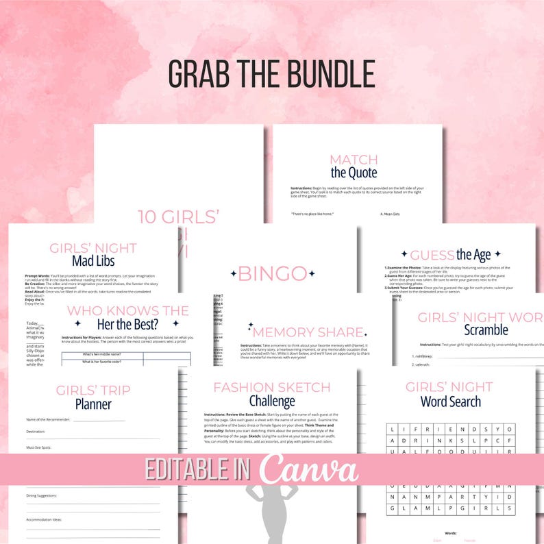 Girls' Night Printable Bingo Card, Ladies' Night Out Activities - Etsy