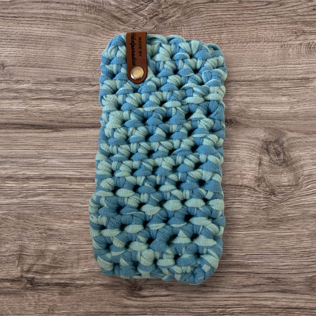 Crocheted Mobile Phone Case, Blue Mobile Phone Case, Also for iPhone 15 ...
