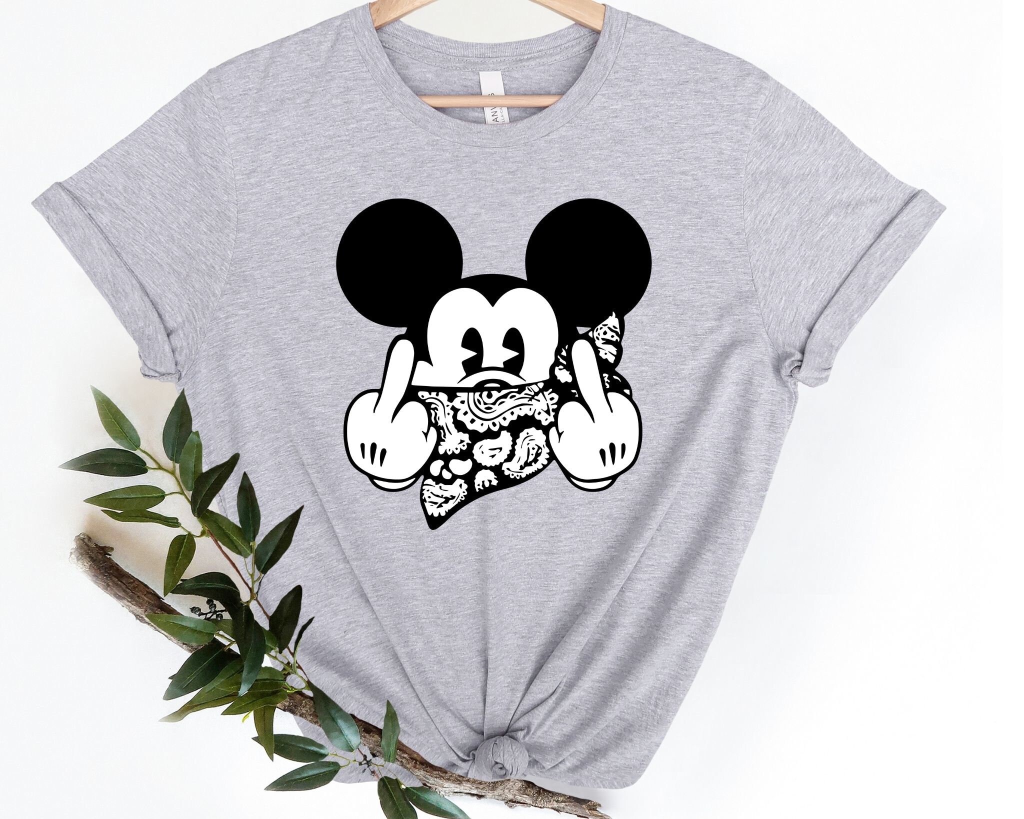 Mickey Mouse Middle Finger Tee, Mickey Mouse Bandana Finger - Etsy