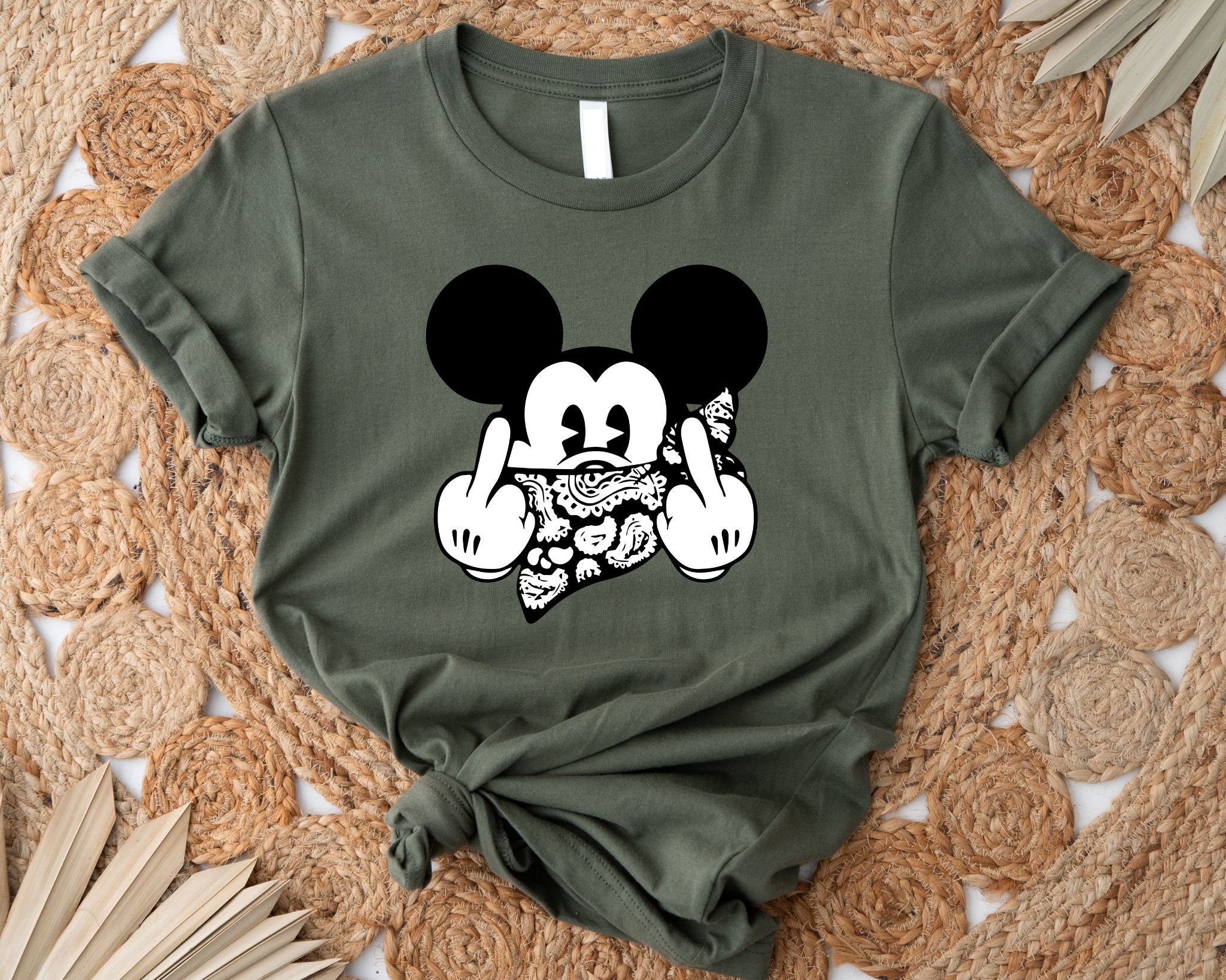 Mickey Mouse Middle Finger Tee, Mickey Mouse Bandana Finger - Etsy