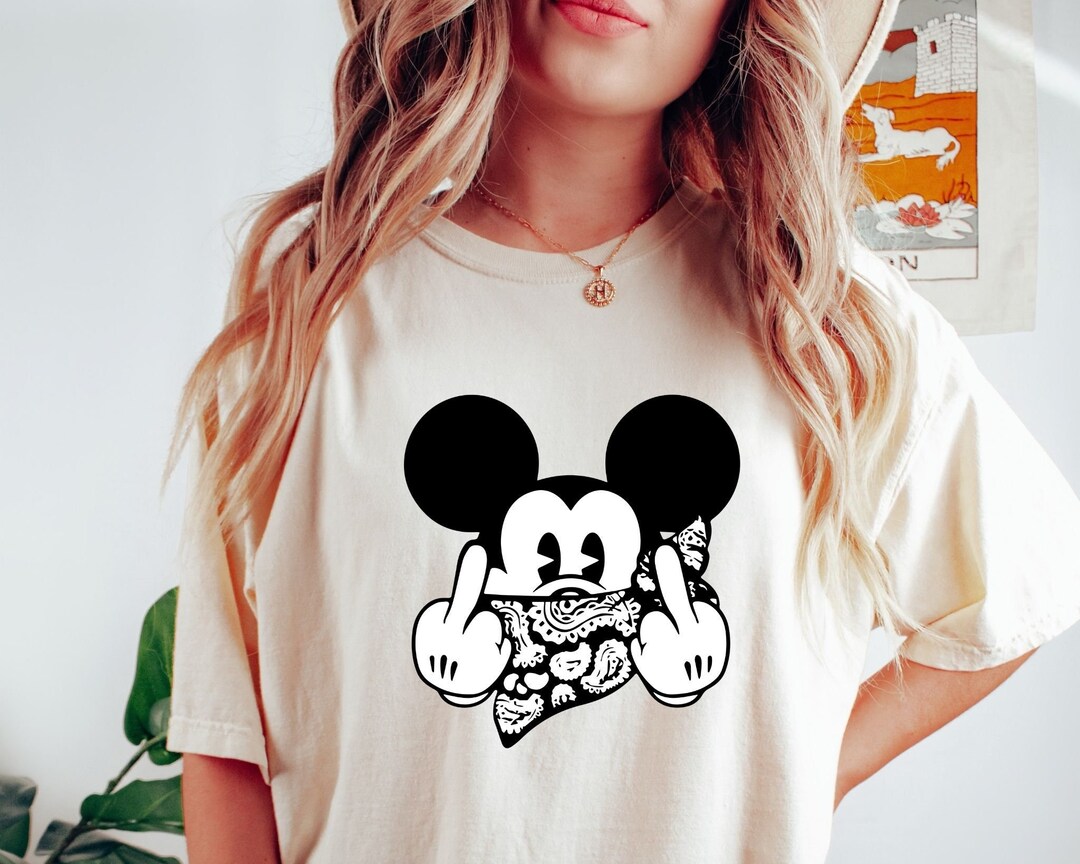 Mickey Mouse Middle Finger Tee, Mickey Mouse Bandana Finger - Etsy