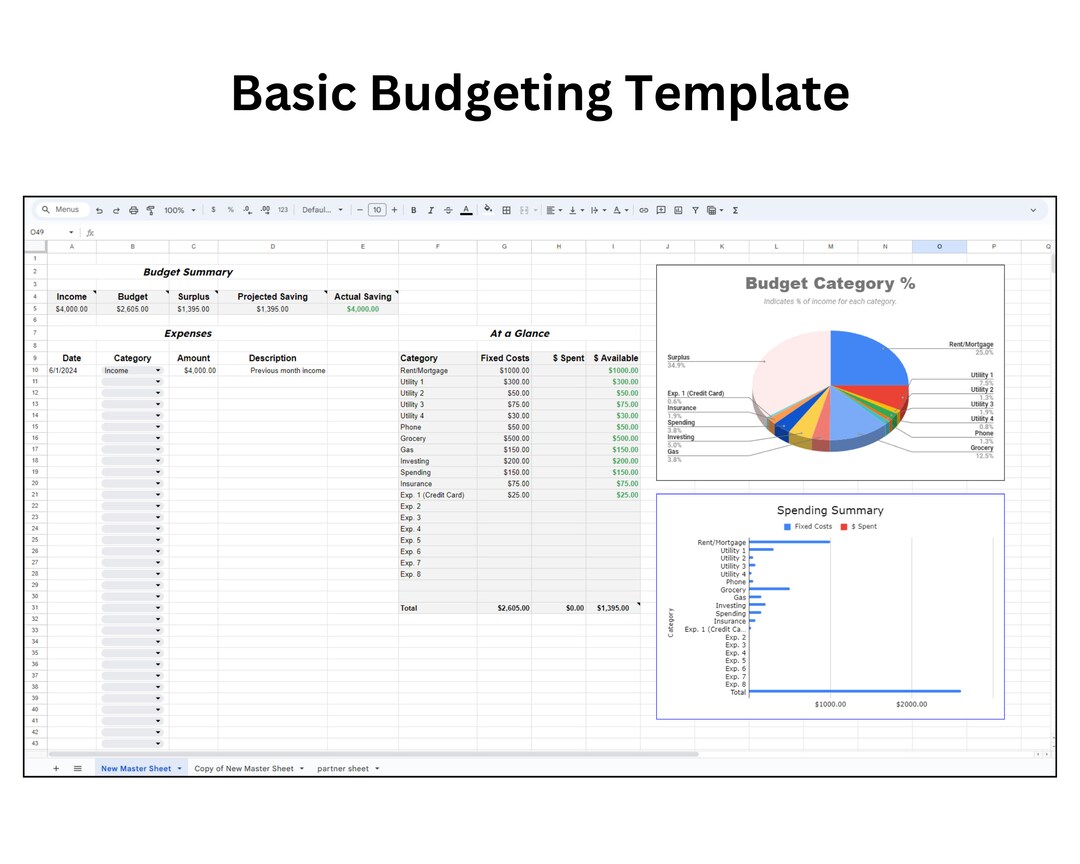 Basic Budgeting Template - Etsy