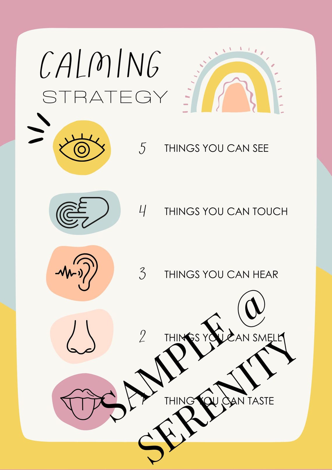 Mindfulness Calming Strategies Poster: CBT for Kids, Anxiety Relief - Etsy