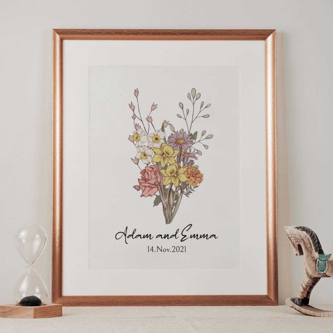Custum Birth Flower Month for Couples Valentines Gift for Love Garden ...