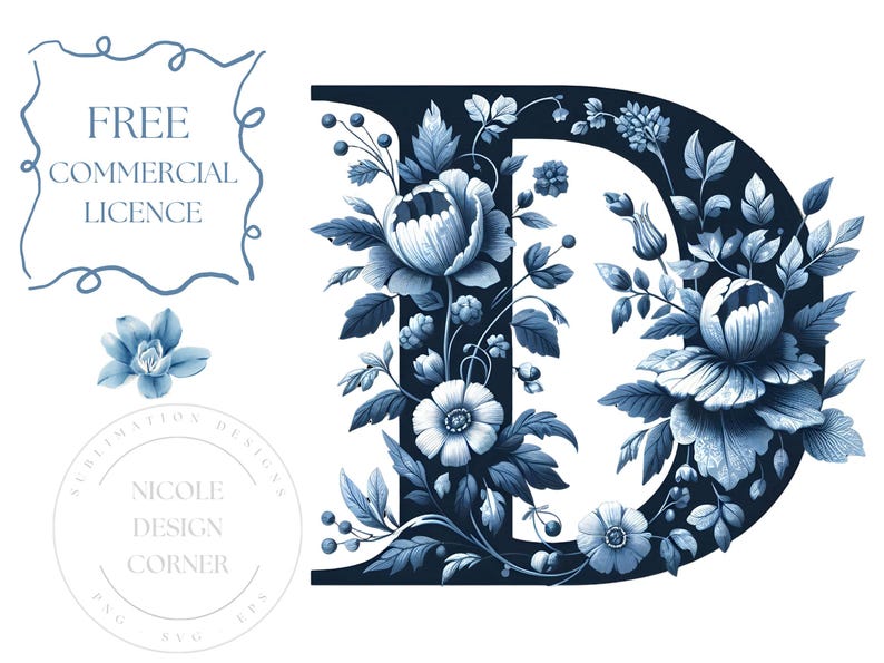 Chinoiserie Alphabet Numbers PNG Clipart, Floral ABC Set, Vintage Blue ...