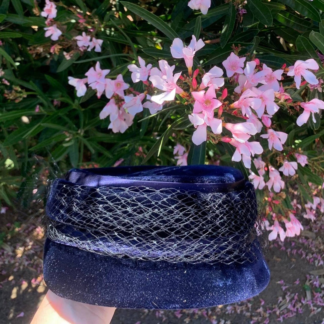 1950s Navy Blue Tea Party Hat Velvet - Etsy