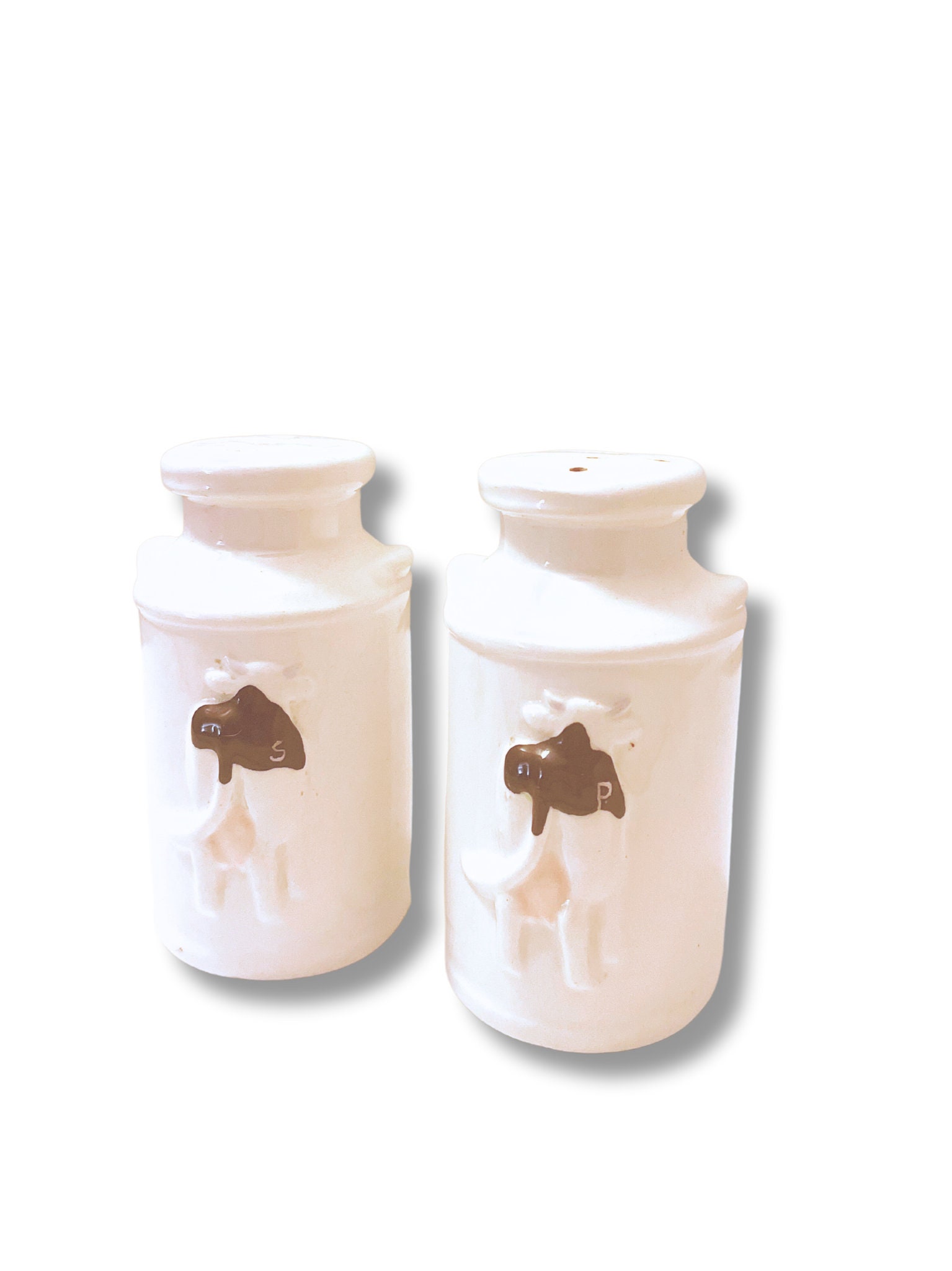 Vintage Cow Salt and Pepper Shaker Set Ceramic 3D Raised - Etsy