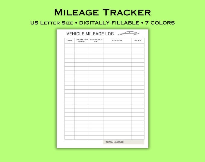 Vehicle Kilometre Log Book Printable, Km Travel Distance Logbook ...
