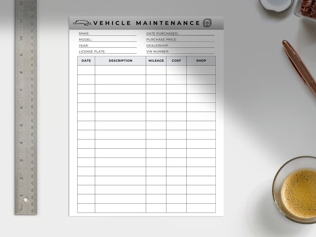 Car Service Printable PDF, Vehicle Maintenance Log, Car Repair Expenses ...