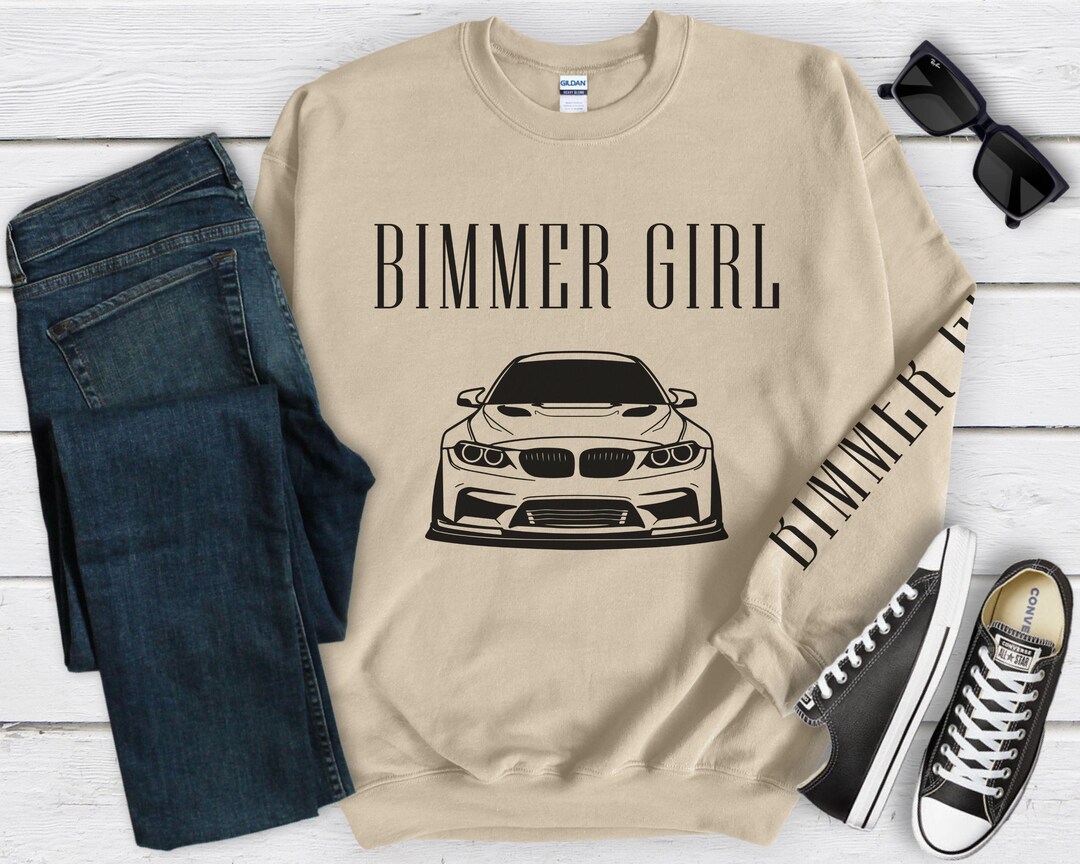 Bimmer Girl Crewneck With Sleeve Print, Gildan Heavy Blend Sweatshirt ...