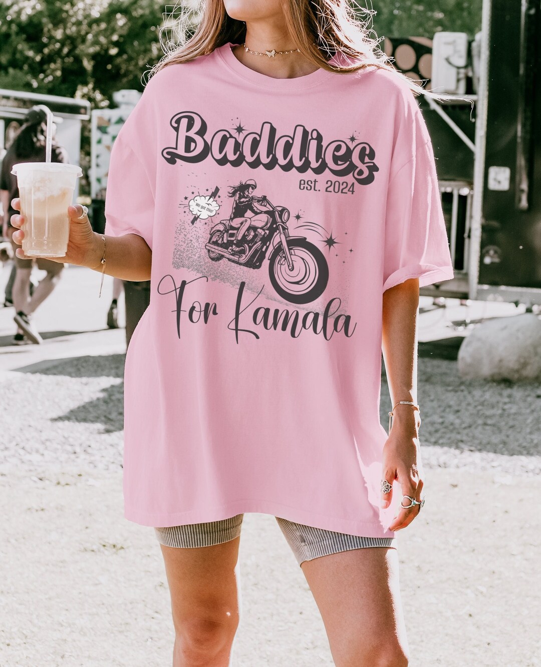 Baddies for Kamala Biker Girl Shirt, Comfort Colors® Motorcycle Tee ...
