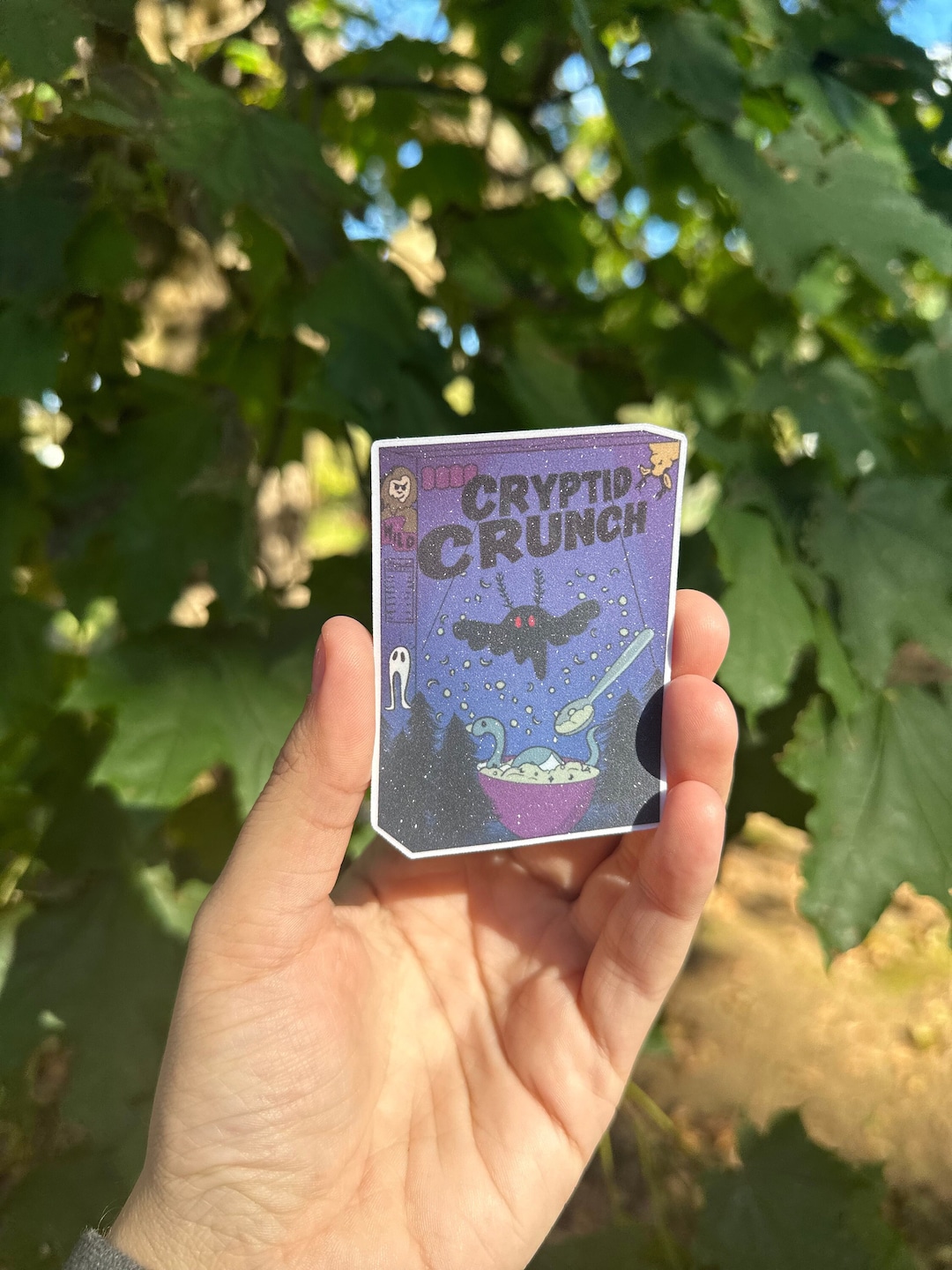 Cryptid Crunch Sticker: Mothman, Loch Ness Monster - Handmade Glitter ...