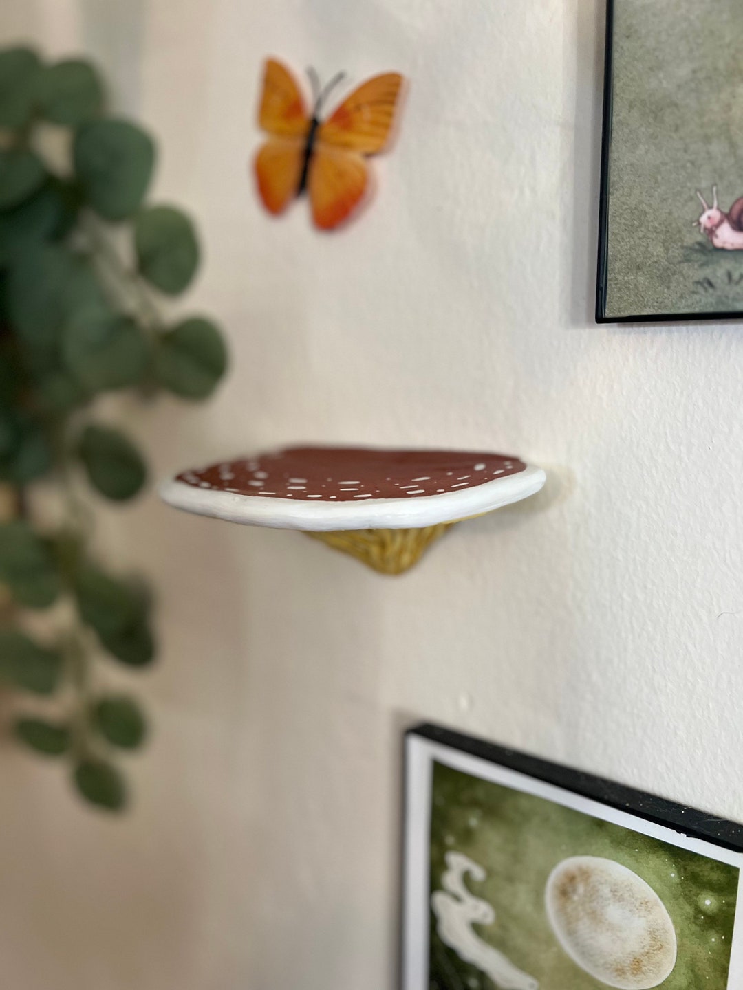 Cottage Core Decor Clay Mushroom Shelf Wall Art Hand Made - Etsy