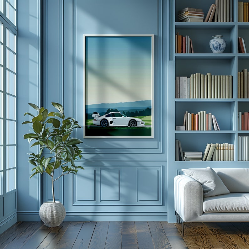 Porsche 911 GT1 Race Car Le Mans Poster, Vintage Car Wall Art ...