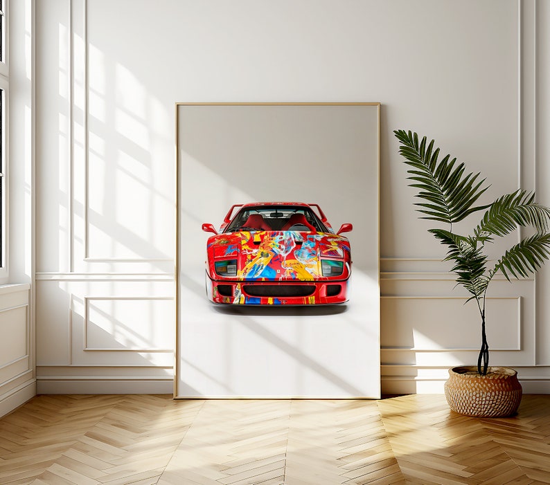 Car Art, Ferrari F40, Exquisite Wall Decor, Gift for Ferrari ...