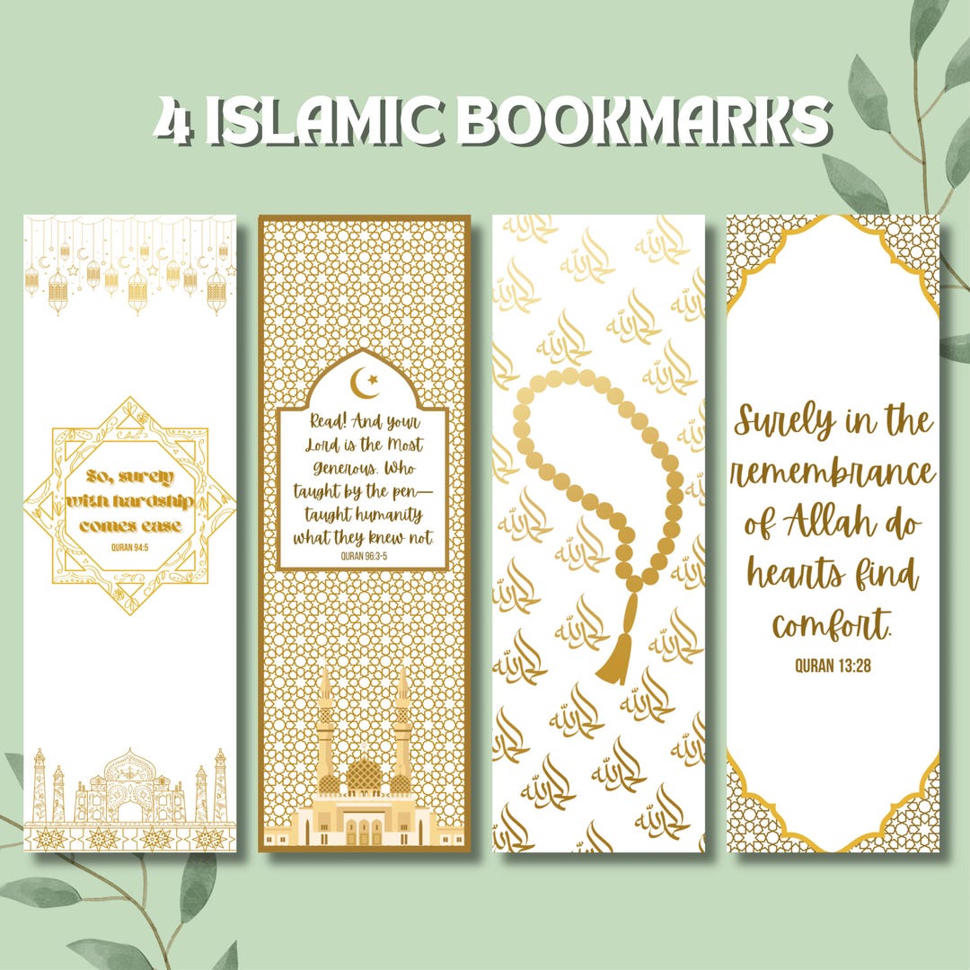 4 Islamic Printable Bookmarks, Quran Bookmarks, Islamic Bookmarks ...