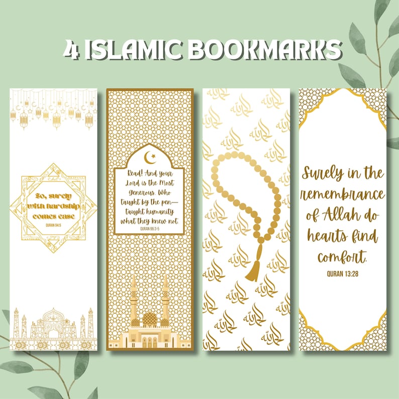 4 Islamic Printable Bookmarks, Quran Bookmarks, Islamic Bookmarks ...