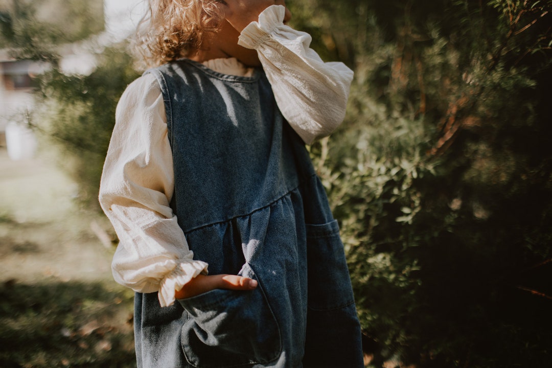 Handmade Kids Denim Oversized Dress, Farm Dress, Vintage Dress, Baby ...