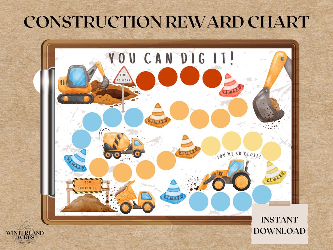 Printable Reward Chart Construction Reward Chart Construction Potty ...