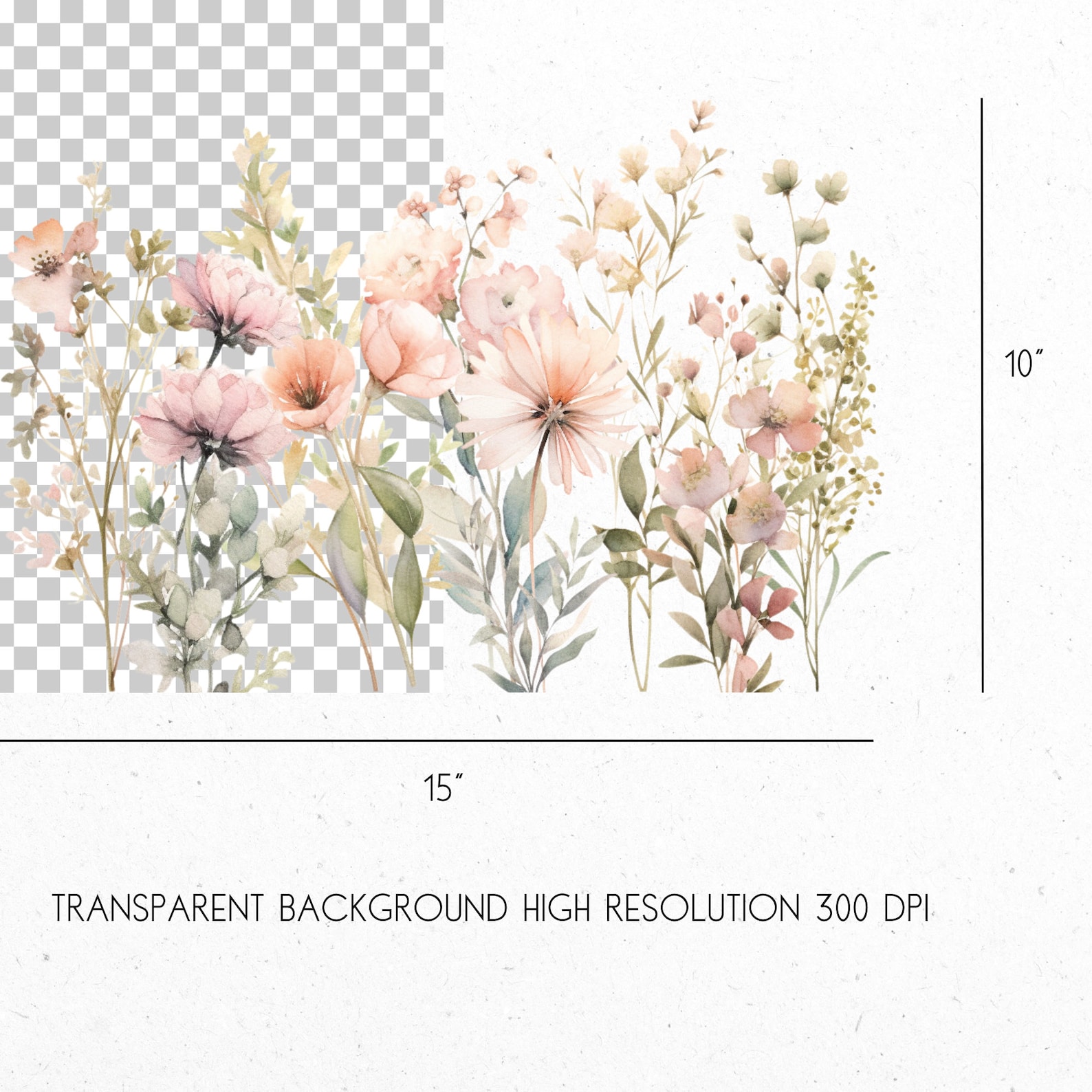 Pink Wildflower Watercolor Clipart Blush Pink Wildflower Borders Pink ...